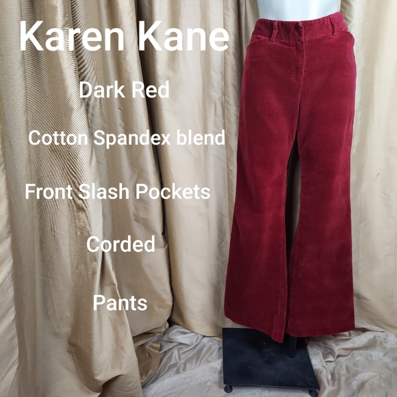 Karen Kane | Pants & Jumpsuits | Karen Kane Dark Red Corded Pants Size ...